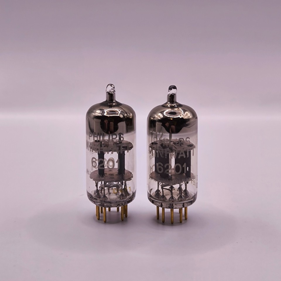 Philips 6201 ECC81 12AT7WA E81CC, matched pair, df6 Valvo Hamburg, SQ ...