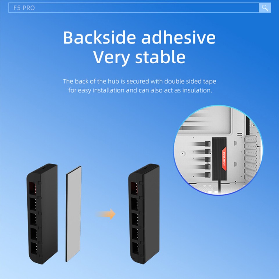1 To 5 Temperature Controller SATA Powered CPU Fan Splitter for PC ...