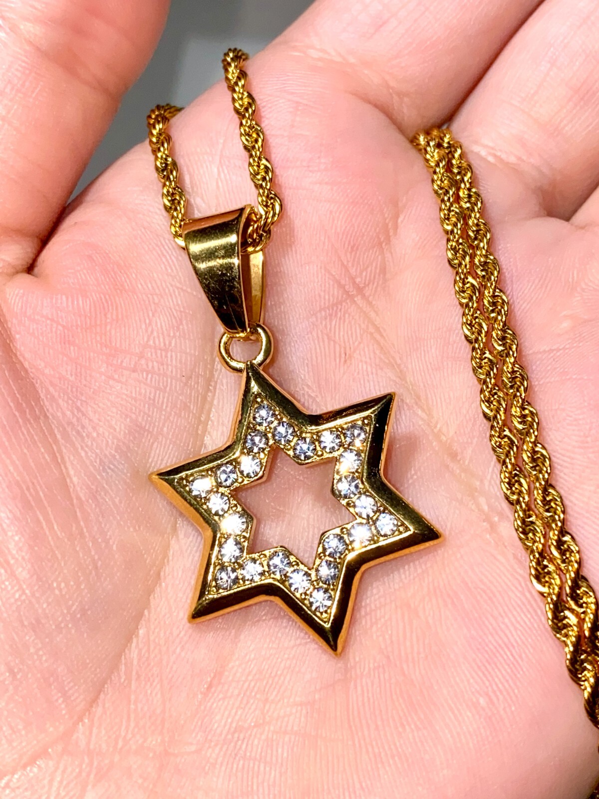 Real 14k Gold 6 Pointed Jewish Star of David Protection Pendant Solid ...