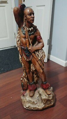 Antique Handmade and Hand Painted Plaster American Indian Statue | eBay
