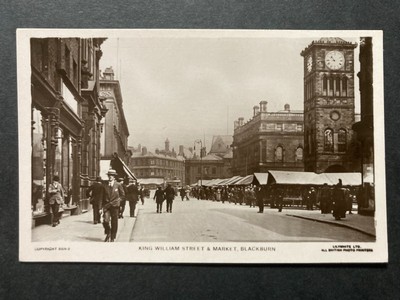 King William Street & Market Blackburn Lancashire Real Photo Postcard ...