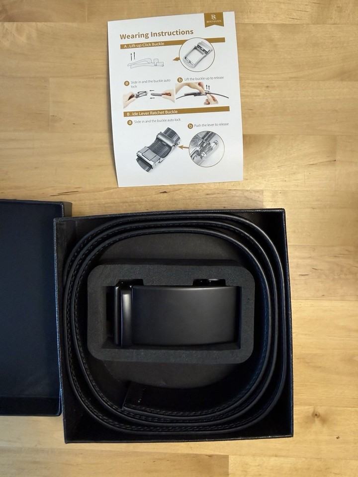 BOSTANTEN Ratchet Mens Belt Leather Casual with Adjustable Buckle | eBay UK