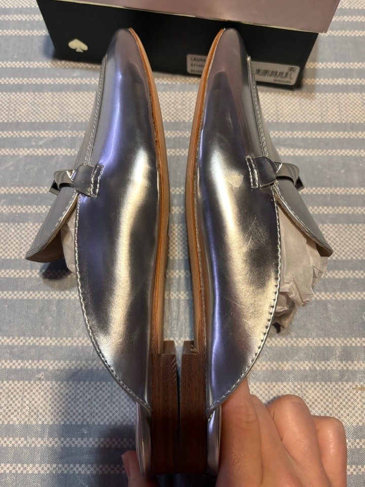 Kate Spade New York Flats | Silver Metallic Mule Loafers Laura | Size 6 ...