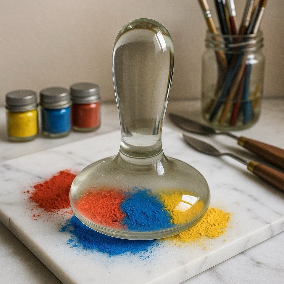 Vintage Solid Glass Artist’s Paint Muller 7” Tall 5” Base Pigment ...