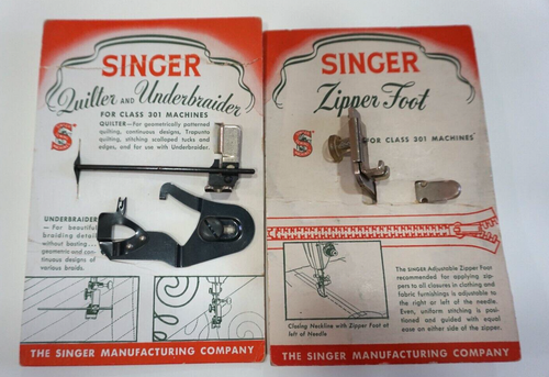 SINGER Quilter and Underbraider & Zipper Foot Attachment 301 Sewing ...