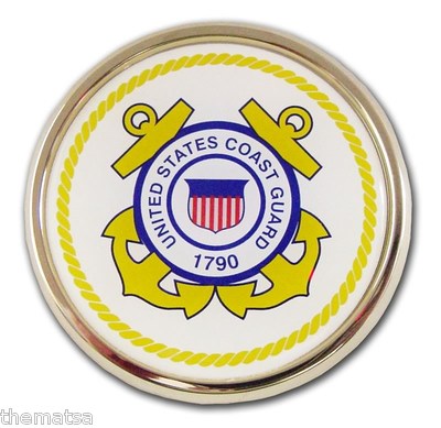 COAST GUARD 3.5 INCH MILITARY CHROME MEDALLION EMBLEM MADE IN THE USA ...
