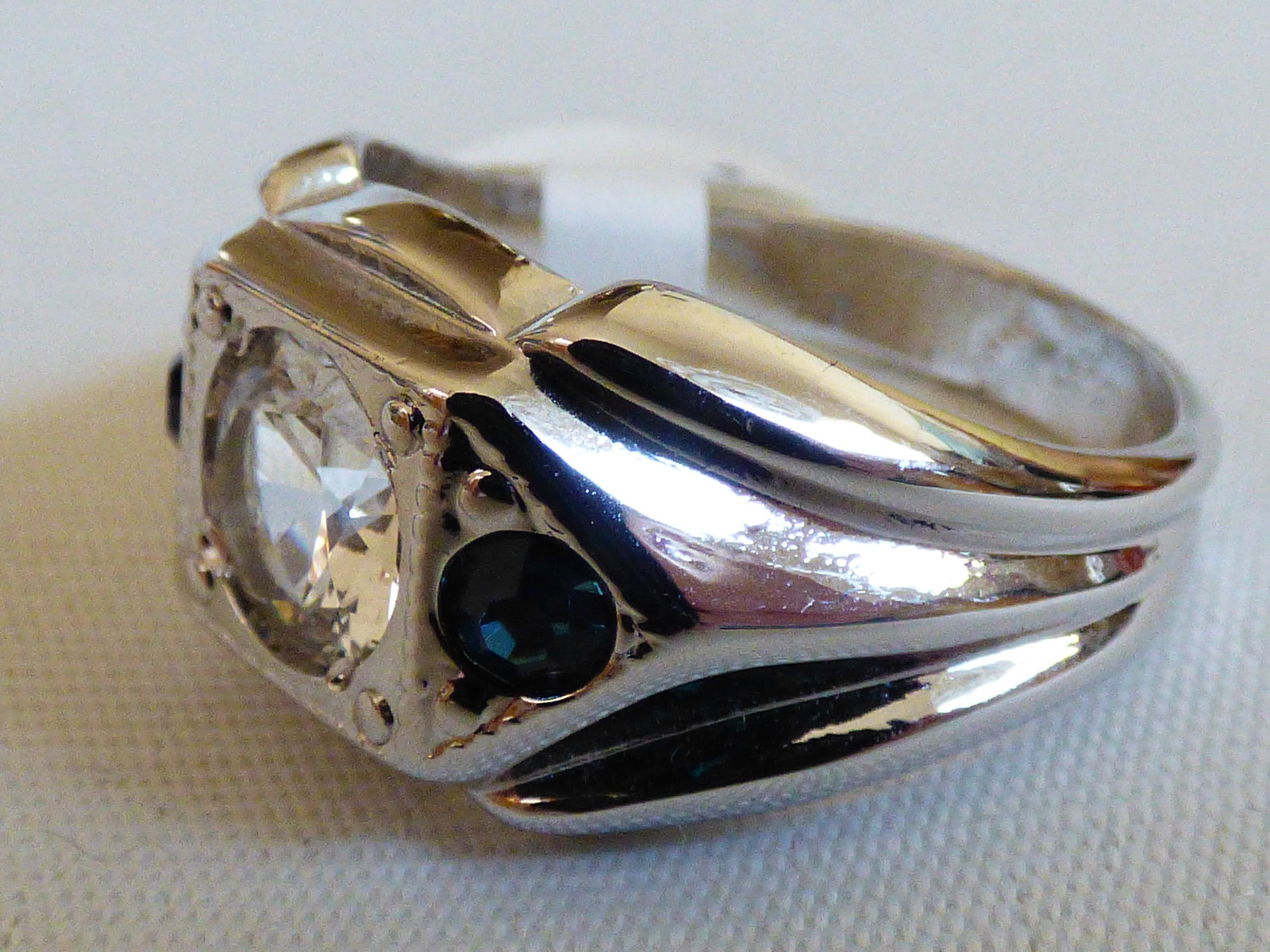 VTG NW 14k White Gold Electroplate Uncaclad Synthetic Diamond Sapphire ...