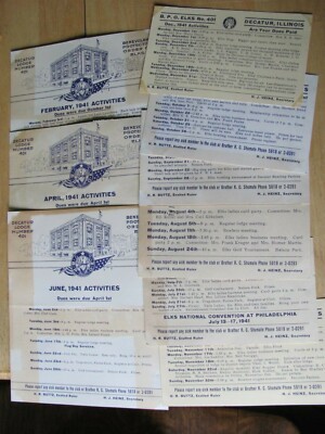 1941 B.P.O. ELKS # 401 DECATUR ILL PROGRAM CARDS & 2 RIBBONS ROUNDUP ...