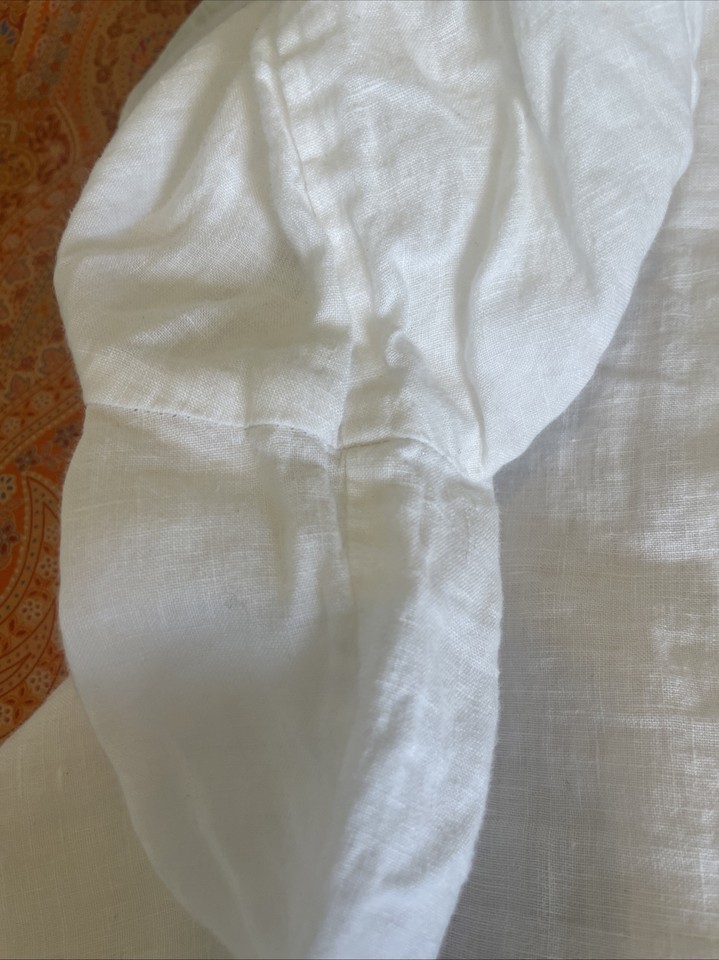 Eileen Fisher White Irish Linen Tunic Tucks Shell Buttons ? medium M ...