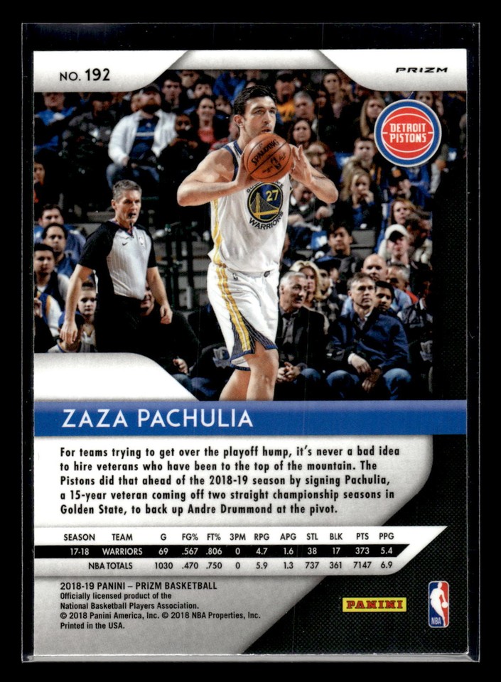 2018 Panini Prizm #192 Zaza Pachulia Pink Ice Mint+ New | eBay