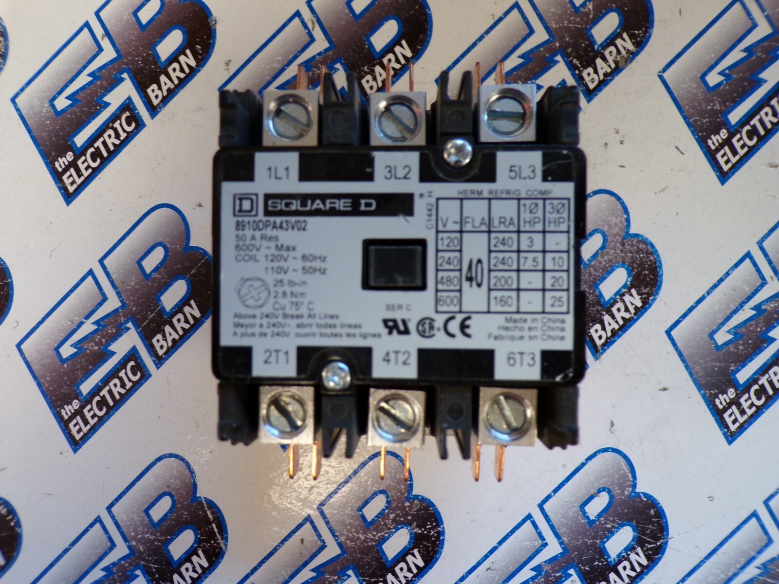 Square D 8910DPA43V02, 50 Amp, 600V, 3 Pole, 120V Coil, Open Type ...