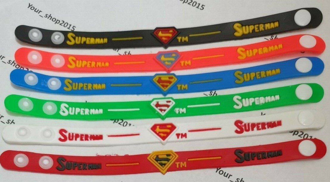 Set of 6 Superman Classic Logo Sport Rubber Bracelet Wristband unisex 6 ...