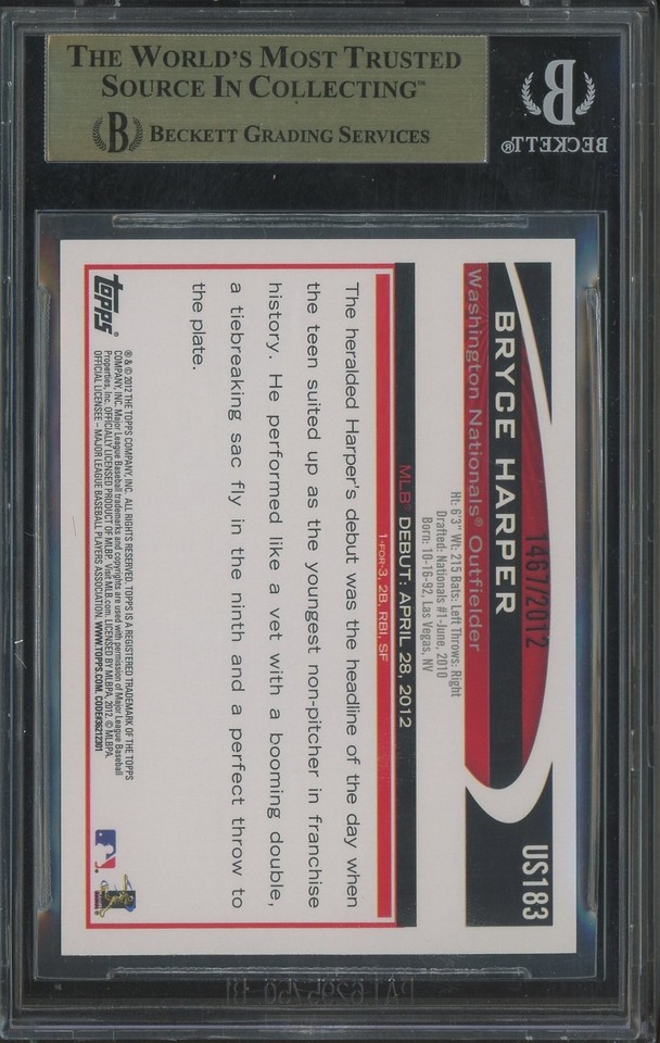 2012 Topps Update Gold #US183 Bryce Harper Nationals RC Rookie /2012 ...