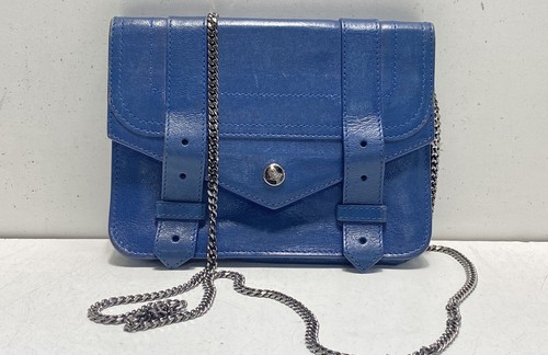 Proenza Schouler PS1 Women's Blue Textured Leather Silver Chain ...