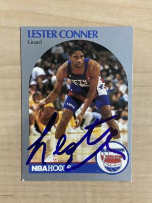 LESTER CONNER NEW JERSEY NETS SIGNED AUTOGRAPHED 90-91 NBA HOOPS CARD ...