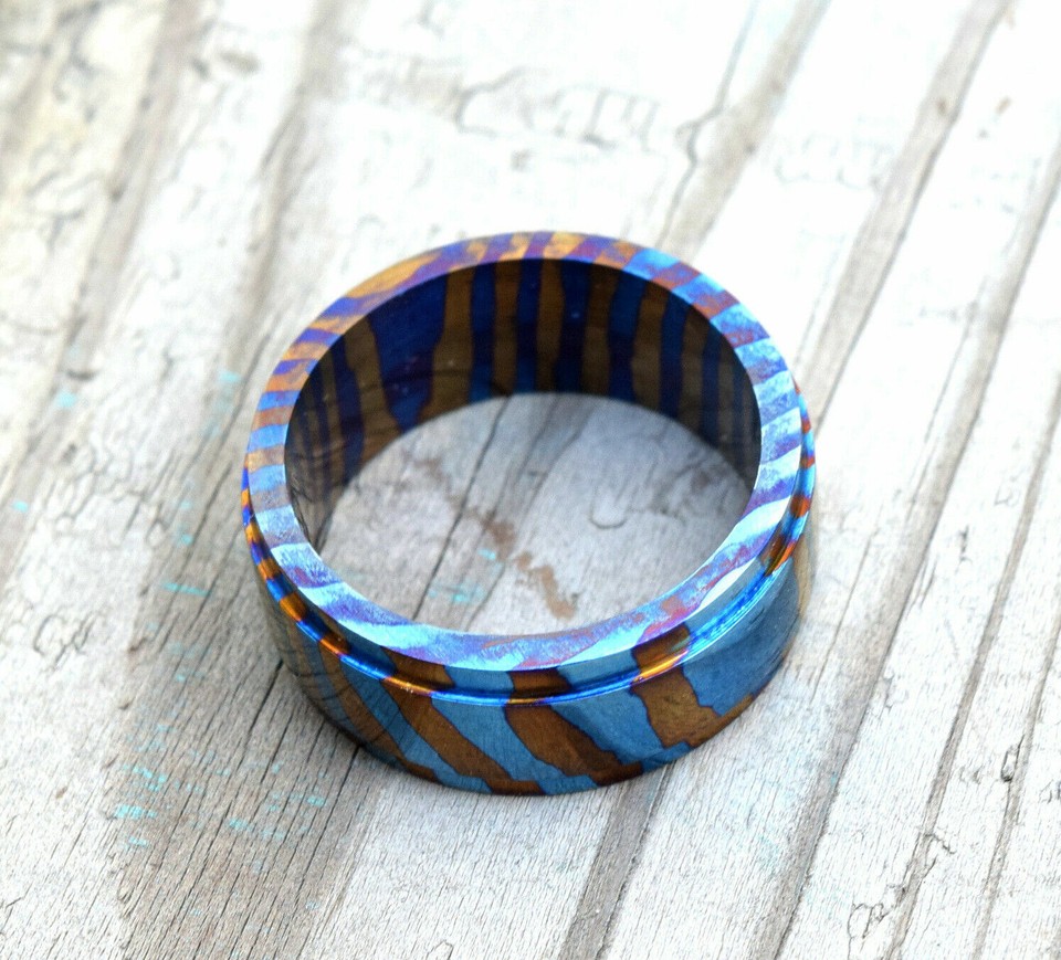 Handmade Titanium Mokuti Timascus Ring, Men's Women's Wedding band Ring ...