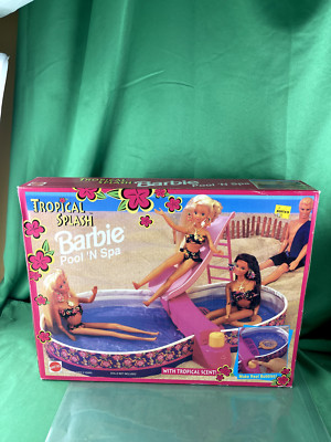 VINTAGE BARBIE "TROPICAL SPLASH BARBIE POOL 'N SPA" #67156 RARE FIND ...