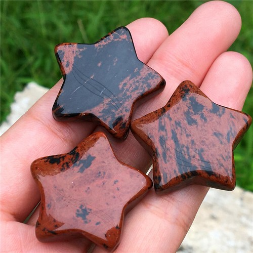 1pc Natural mahogany obsidian star pentagram quartz crystal pendant ...