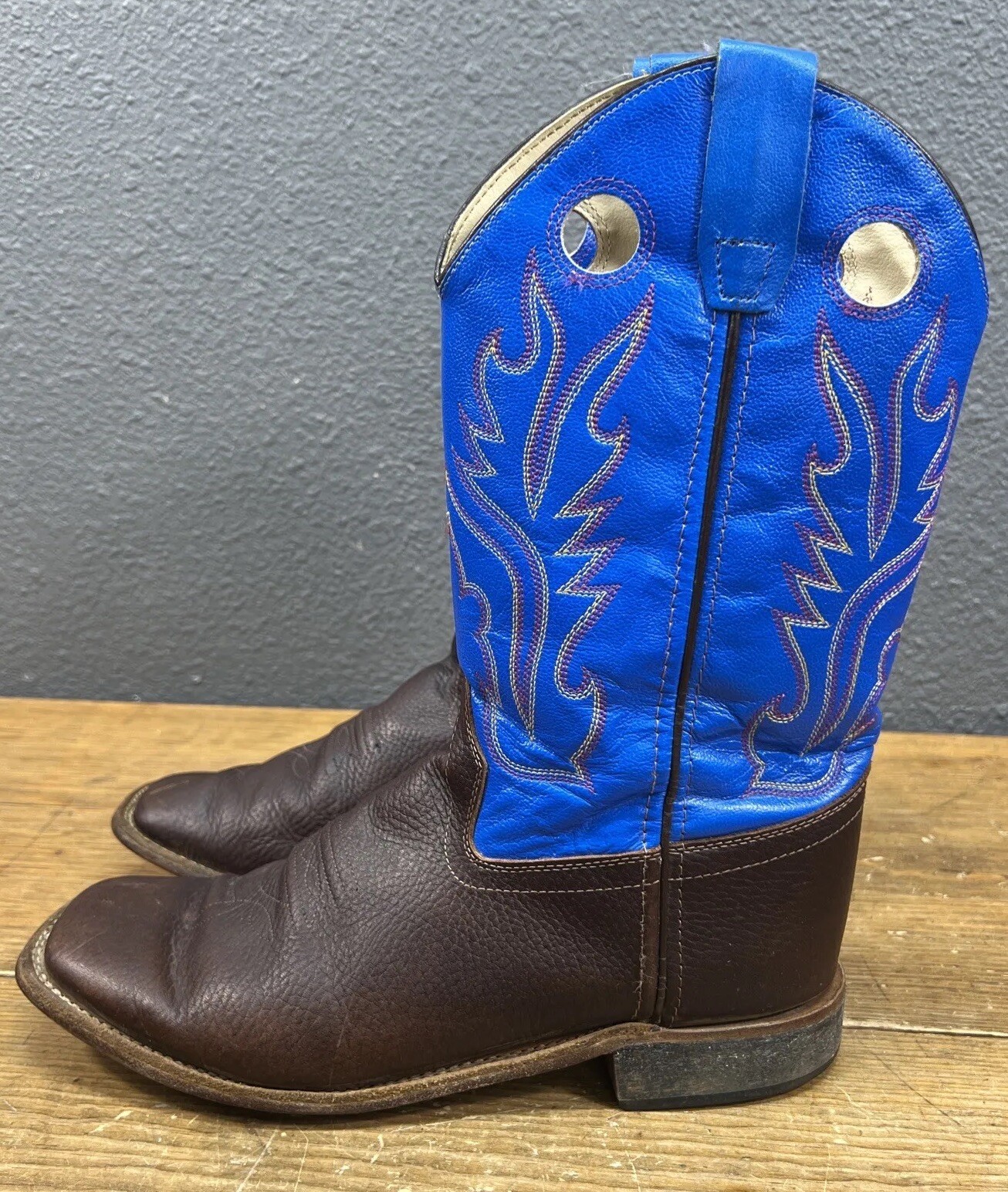 VTG BOYS OLD WEST BUCKAROO COWBOY SQ TOE DARK BROWN BOOTS SIZE 6.5 | eBay