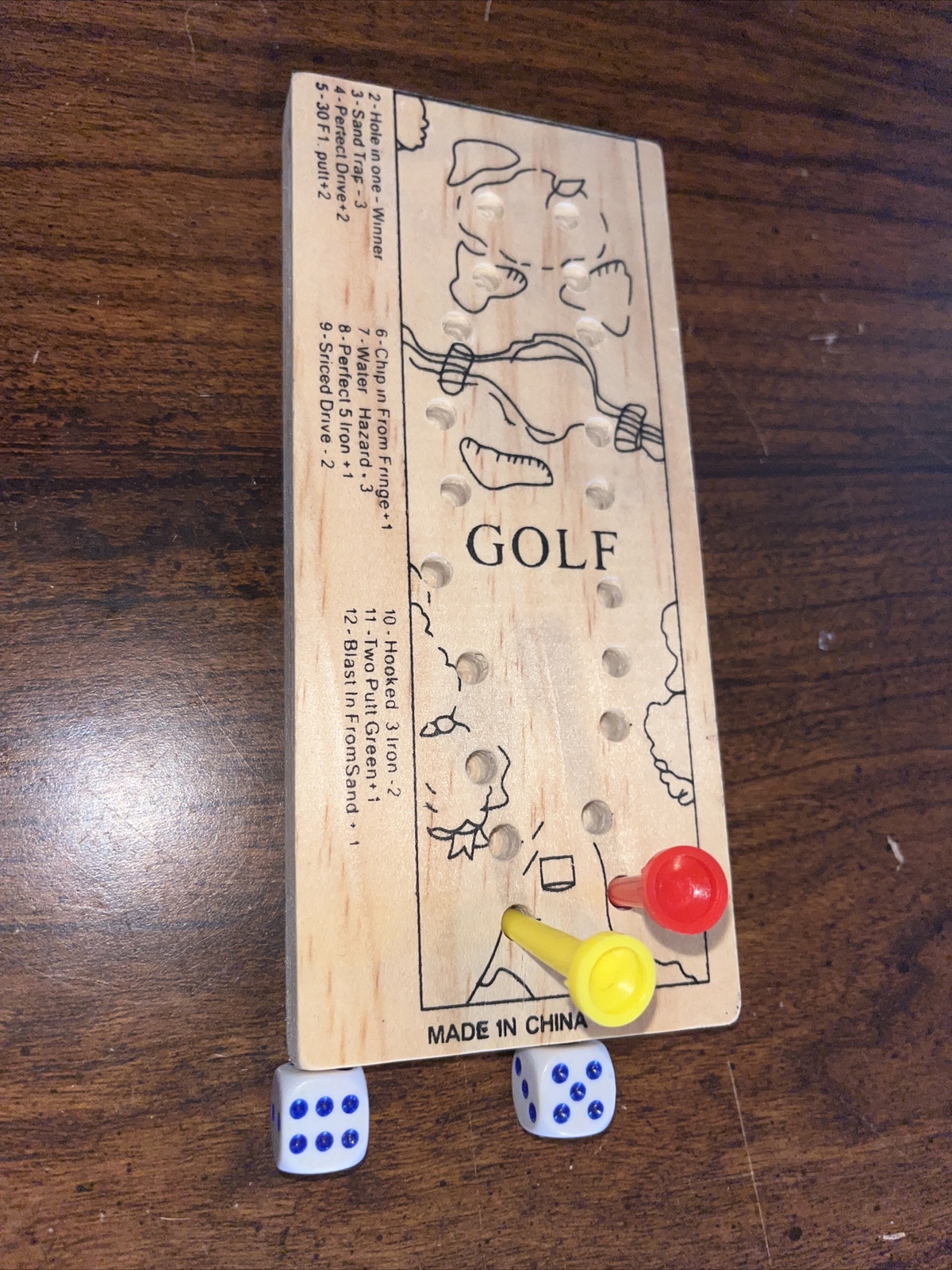 TRAVEL GOLF Wooden Peg Game With Dice Greenbrier International kitschy ...
