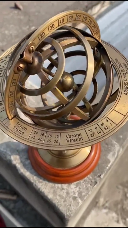 Brass Armillary Sphere Astrolabe On Wooden Base Maritime Nautical Gift ...