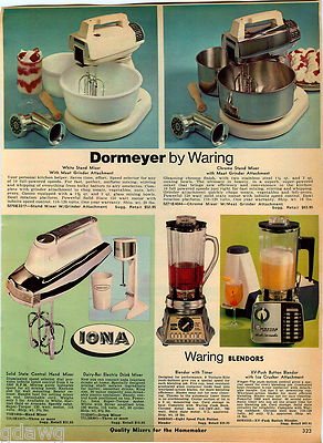 1969 ADVERTISEMENT Mixer Blender Kitchen Aid Waring Iona Dormeyer Stand ...