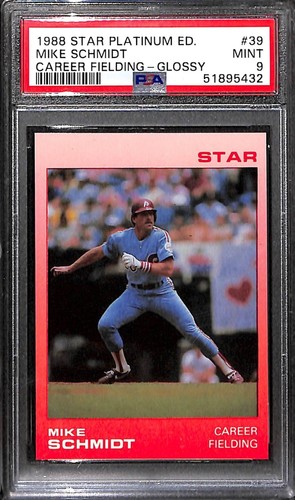 1988 Star Platinum Edition #39 Mike Schmidt career fielding glossy PSA ...