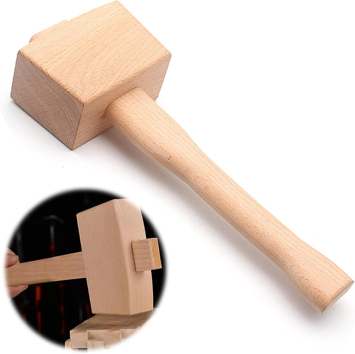 9.6 Inch Wooden Mallet, 80 x 45 mm Wooden Mallet Manual Ice Hammer ...