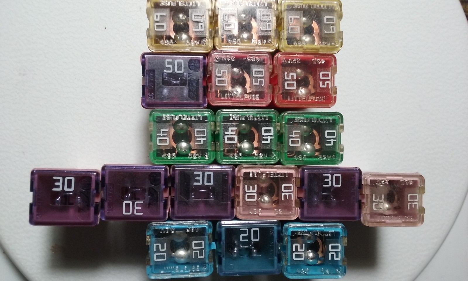 20 30 40 50 60 Amp J Case Plug in Blade Cartridge PAL Fuse 18 pcs | eBay