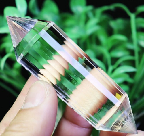 24 Sides Natural Clear Quartz CRYSTAL Point Wand VOGEL STYLE Double ...