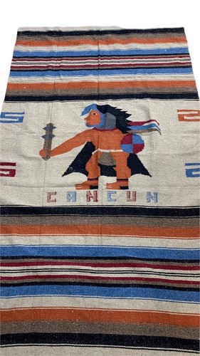 VTG 1980s Native American Incan Aztec Navajo Warrior Blanket/Rug CANCUN ...