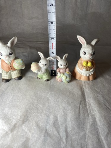 Homco Rabbit Figurine Anthropomorphic Family Z4-piece Set Ceramic ...