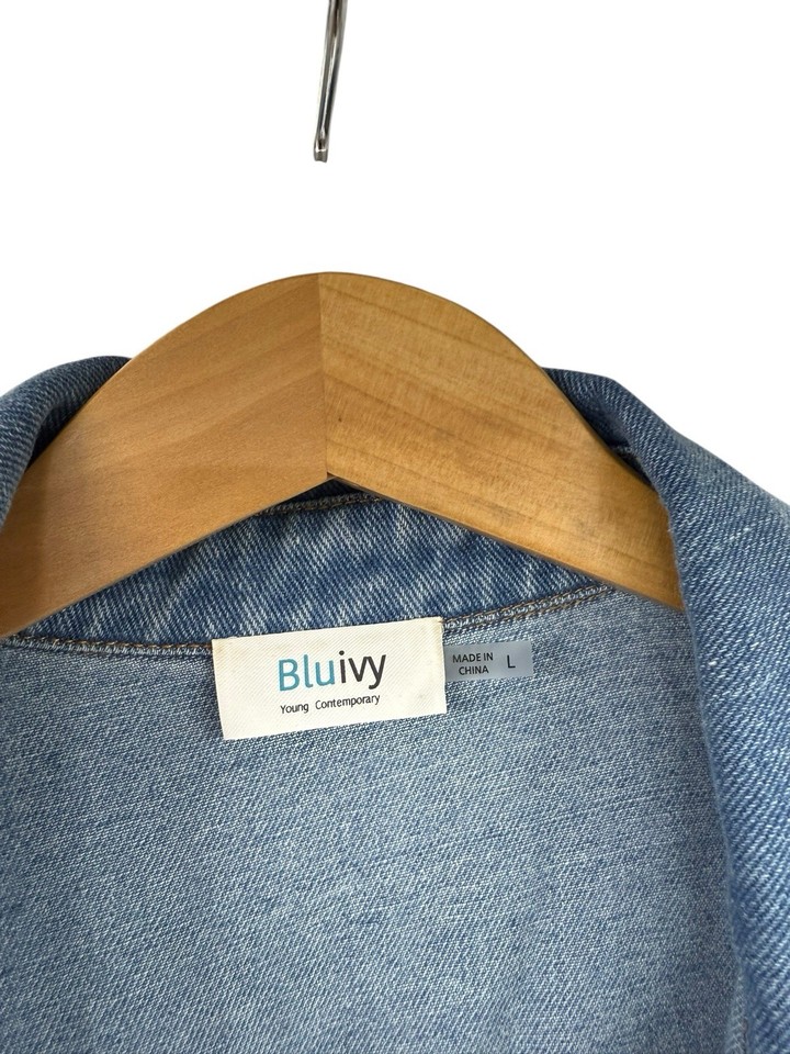 Blue Ivy Oversized Fringe Denim Jacket Boho Western Barn Rodeo Ranch ...