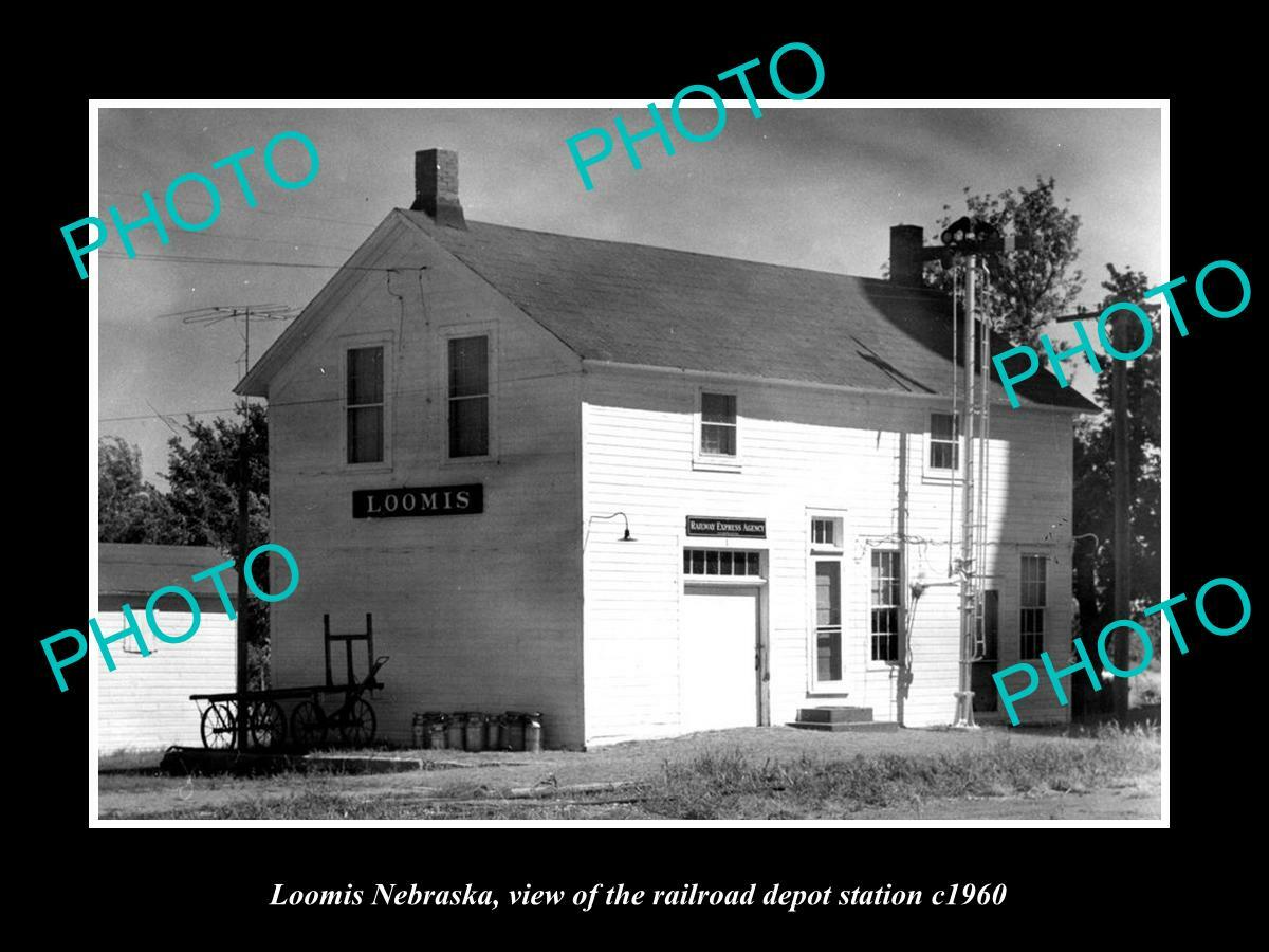 OLD POSTCARD SIZE PHOTO OF LOOMIS NEBRASKA THE RAILROAD DEPOT STATION ...