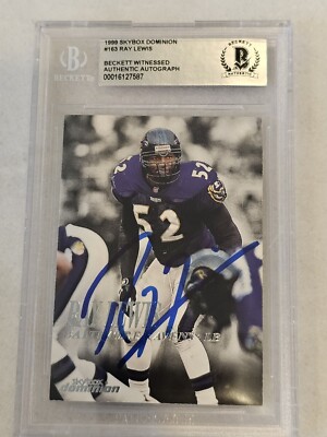 Ravens Ray Lewis Authentic Signed 1999 Skybox Dominion Auto Card ...