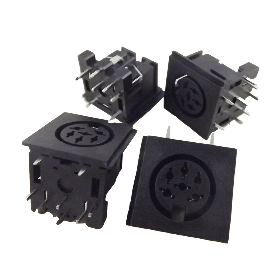 10pcs DIN 6 Pin Circular Jack Female Panel Mount PCB Mount Connector ...