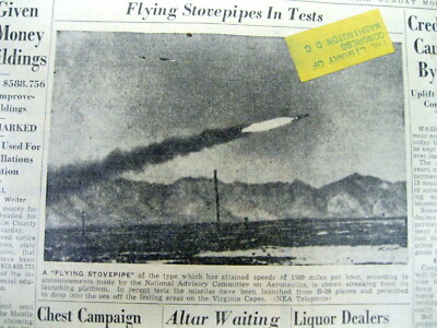 2 1947 newspapers w front page photos EARLY US ROCKETS V-2 & "flying ...