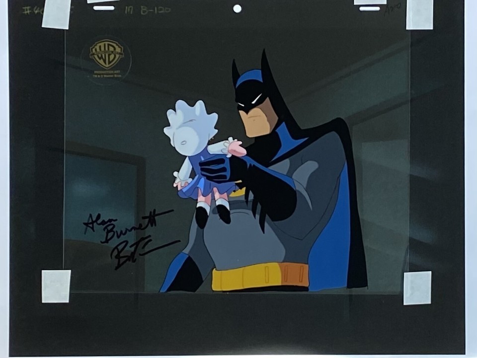 BRUCE TIMM rare BATMAN cel SIGNED 2x SEE NO EVIL Squinting at Doll BTAS ...