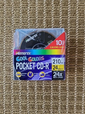 New 10-Pack of Memorex Cool Colors Pocket CD-R 24X 210 MB 24 Minute ...