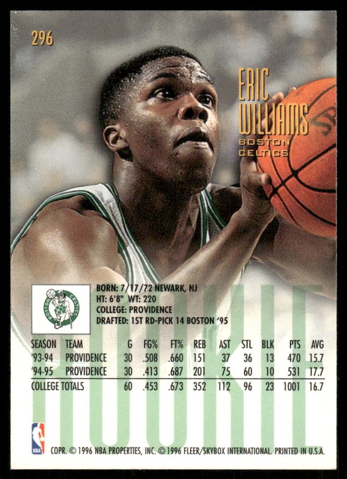 Eric Williams 1995-96 Ultra Basketball #296 - Boston Celtics | eBay