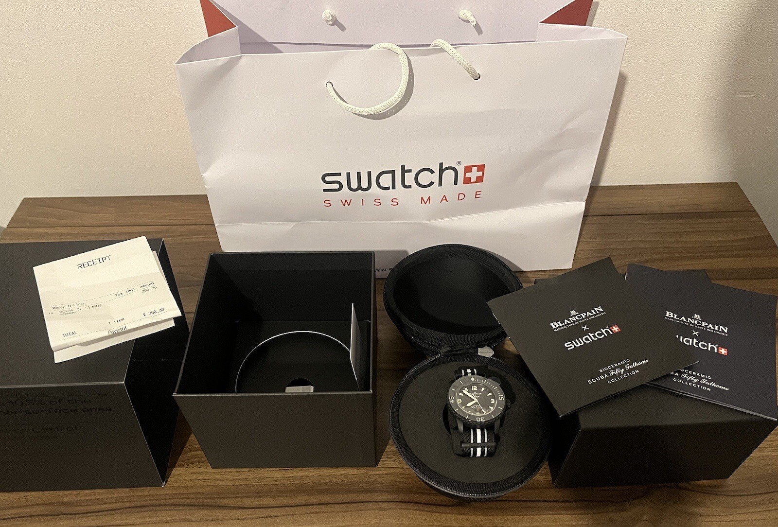 Swatch x Blancpain Fifty Fathoms OCEAN OF STORMS SO35B400 with RECEIPT ...