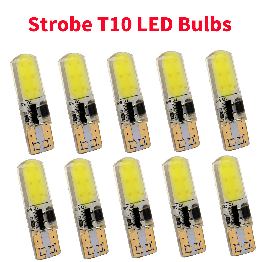 10Pcs T10 Silica Gel 194 168 COB 12 SMD LED Side Strobe Flash Blink ...