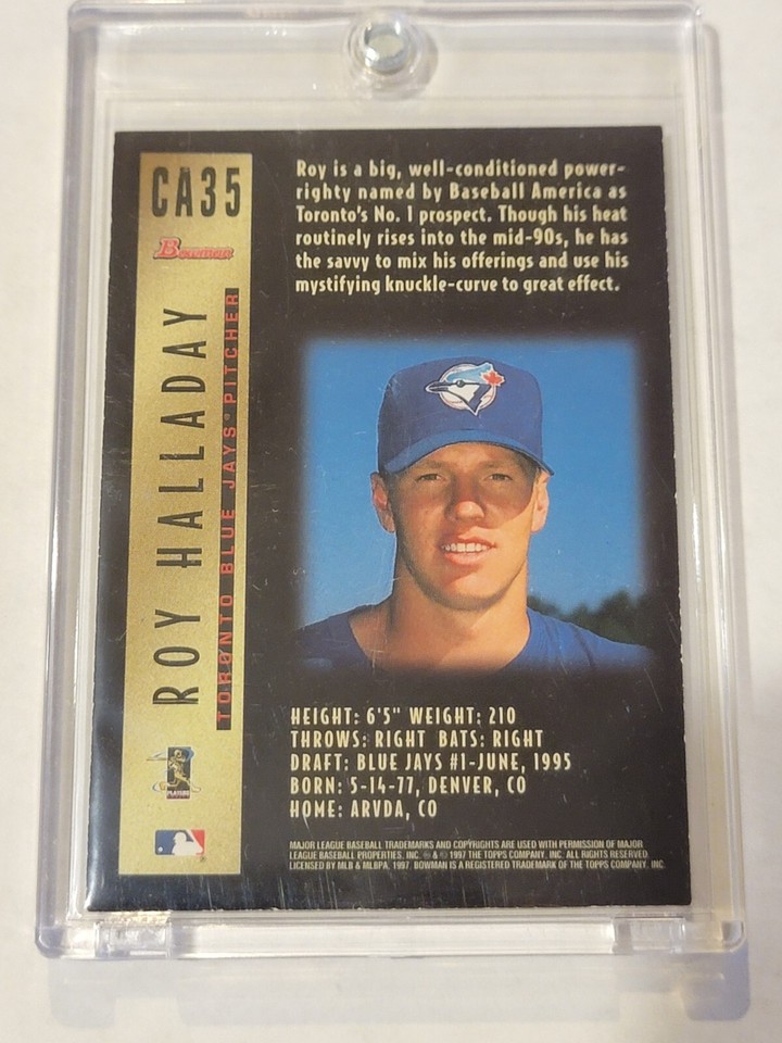 1997 Bowman Certified Autograph Roy Halladay #CA35 HOF RC On Card Blue ...