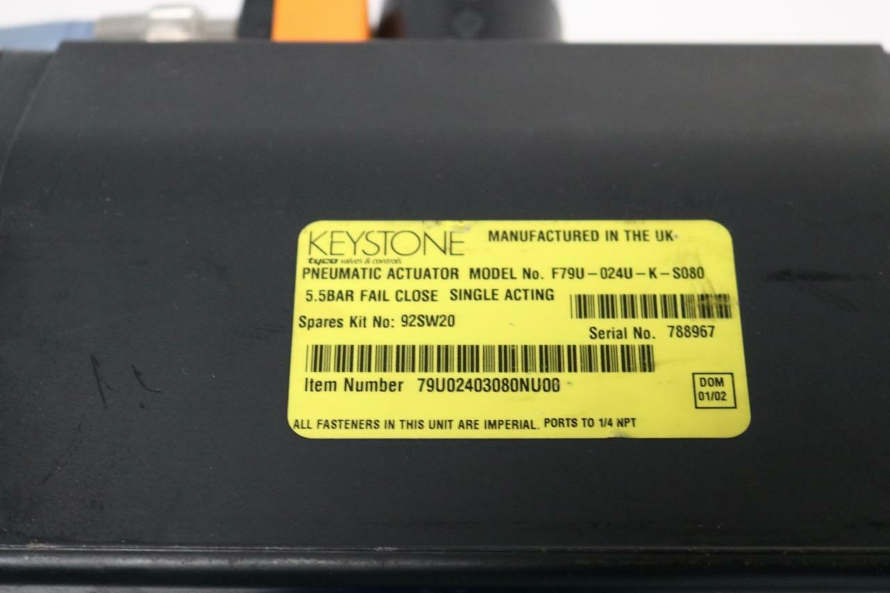 Keystone F79U-024U-K-S080 4" Butterfly Valve 5.5 Bar Fail Close Single ...