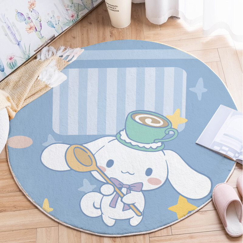 Cartoon Cinnamoroll Round Carpet Bedroom Bedside Blanket Cute Fleece ...