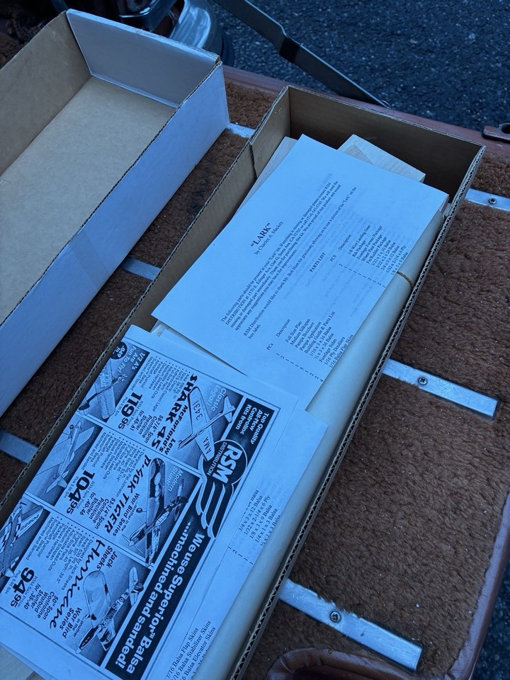 NIB Hobby Fasteners The Lark Control Line Stunt Balsa Model Airplane ...