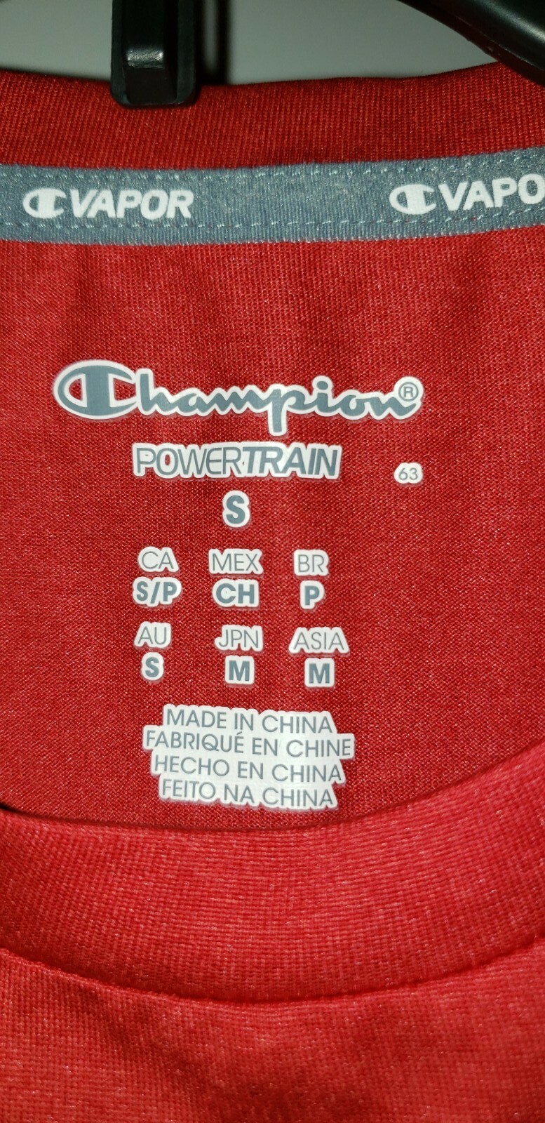 CHAMPION Dri Fit Vapor Top Shirt T-Shirt Size S Red Short Sleeve ...