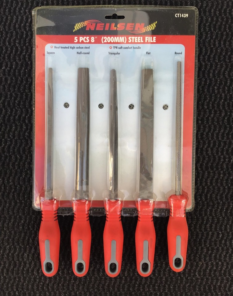 5 Piece 8" Hand Files Rubber Soft Grip Handles | eBay UK