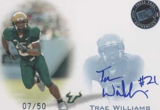 2008 Press Pass - Signings Trae Williams #PPS-TW Blue /50 (AU, RC) for ...