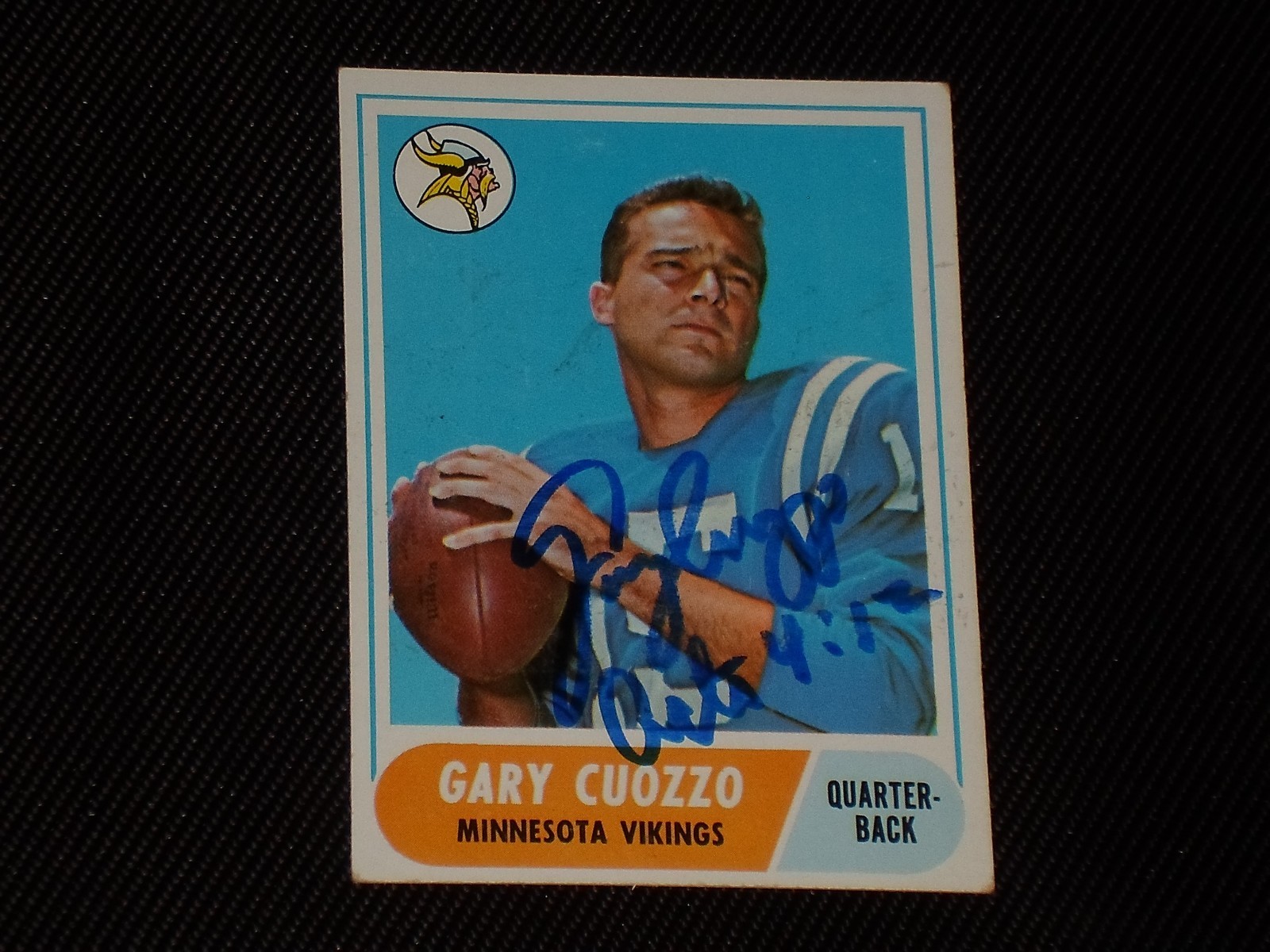GARY CUOZZO 1968 TOPPS SIGNED AUTOGRAPHED CARD #185 MINNESOTA VIKINGS ...